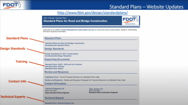 FDOT STANDARD PLANS 2021-22 UPDATE TRAINING